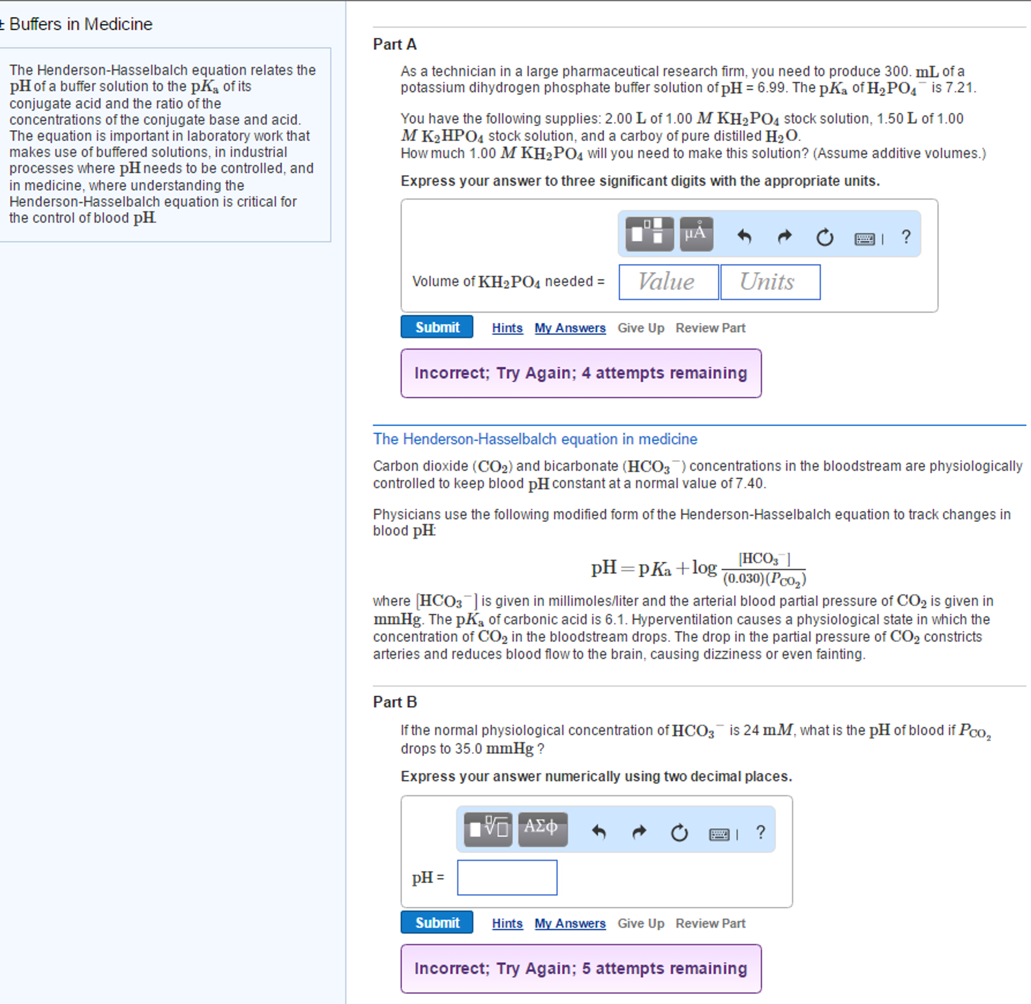 Solved The Henderson-Hasselbalch equation relates the pH of | Chegg.com