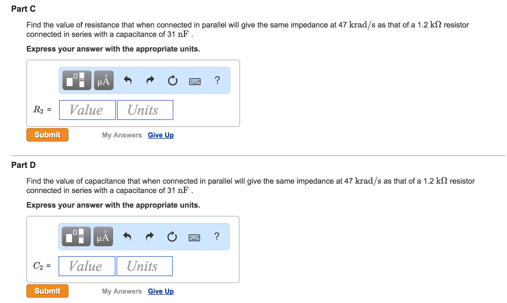 Solved Problem 9.21 At a given frequency ω, the circuits in | Chegg.com