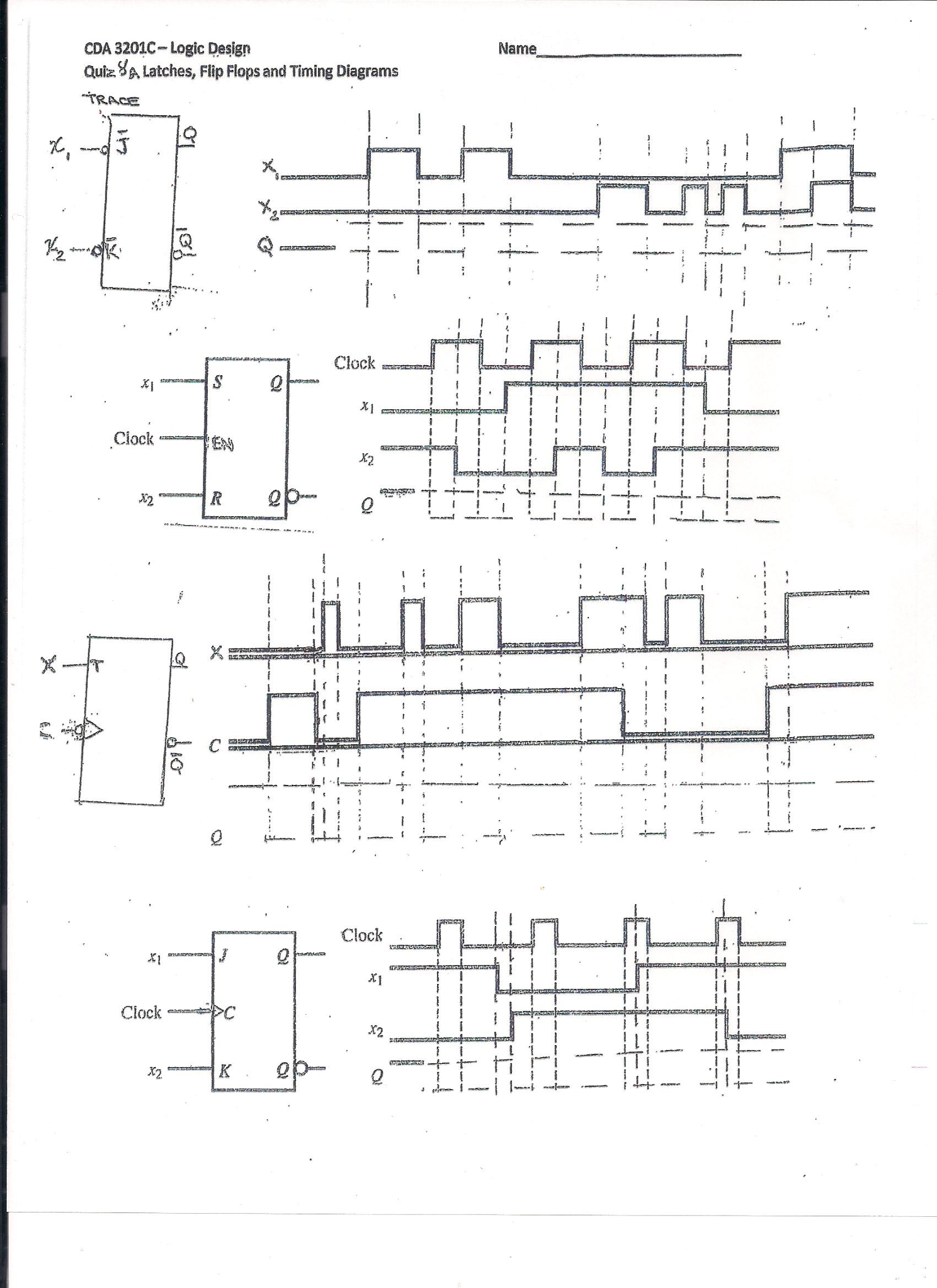Solved CDA 3201C Logic Design Quiz8A Latches, Flip Flops and | Chegg.com