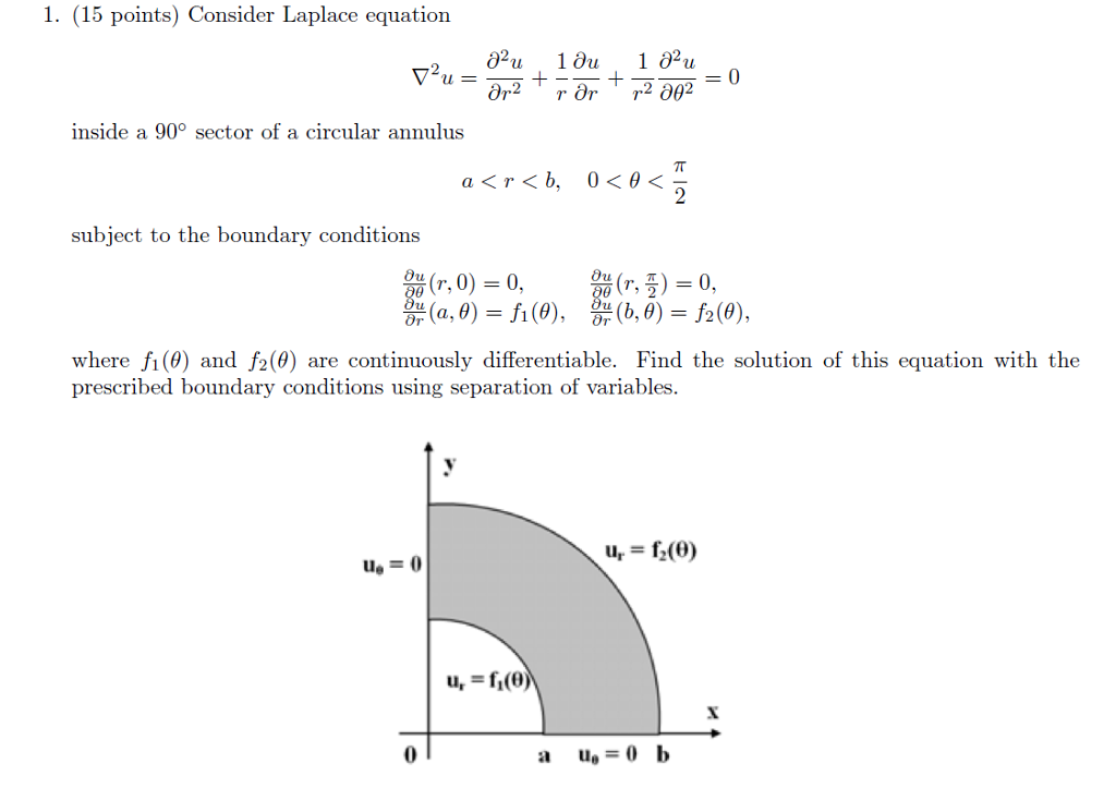 Solved 1. (15 points) Consider Laplace equation 0 inside a | Chegg.com