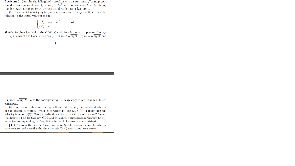 Solved Consider the falling body problem with air resistance | Chegg.com