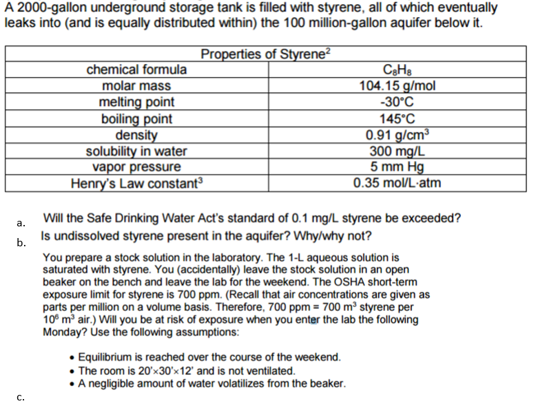 Solved A 2000-gallon underground storage tank is filled with | Chegg.com
