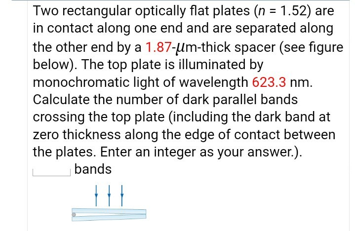 Solved Two rectangular optically flat plates (n 1.52) are in | Chegg.com