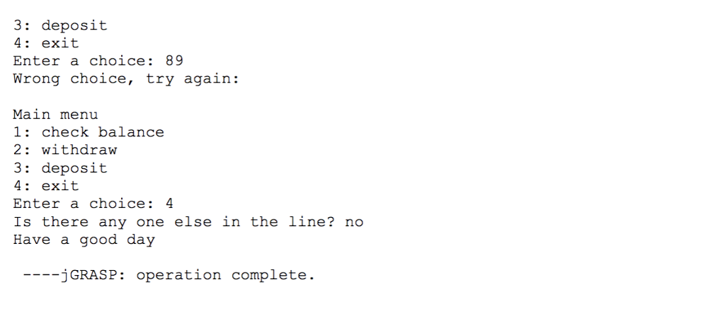 ATM machine: Create a program to simulate an ATM | Chegg.com