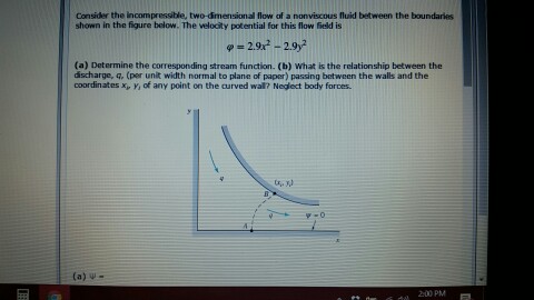 Solved Consider the incompressible, two dimensional flow of | Chegg.com