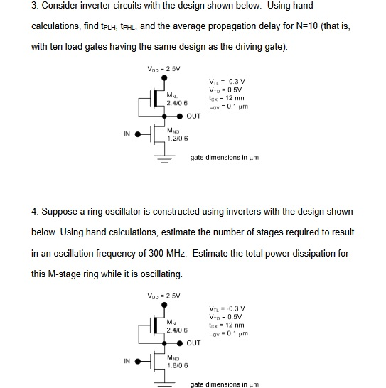Consider inverter circuits with the design shown | Chegg.com
