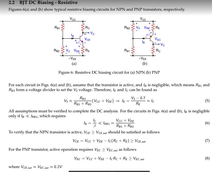 Solved 2.2 BJT DC Biasing - Resistive Figures 6(a) and (b) | Chegg.com