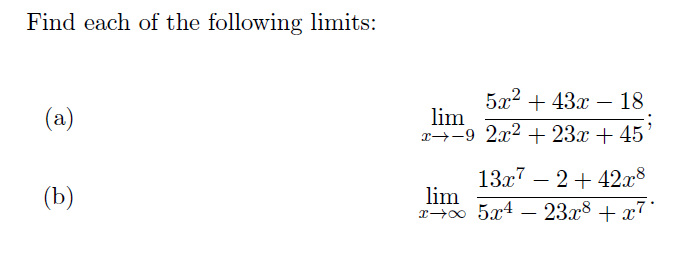 Solved Find each of the following limits: (a) lim_x | Chegg.com