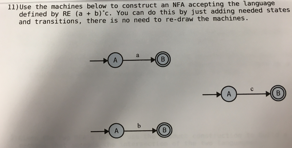Solved Use the machines below to construct an NFA accepting | Chegg.com