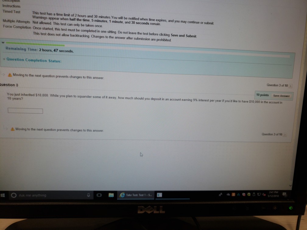 Solved This test has a time limit of 2 hours and 30 | Chegg.com