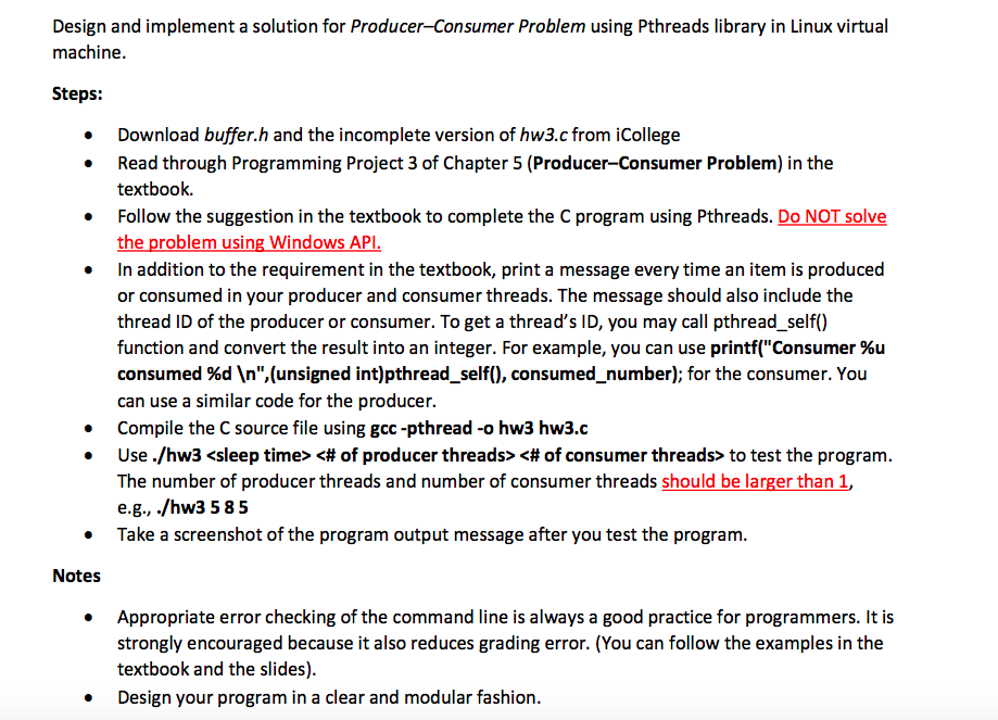 Design and implement a solution for Producer-Consumer | Chegg.com
