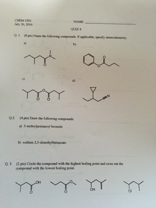 Solved Name the following compounds. If applicable, specify | Chegg.com