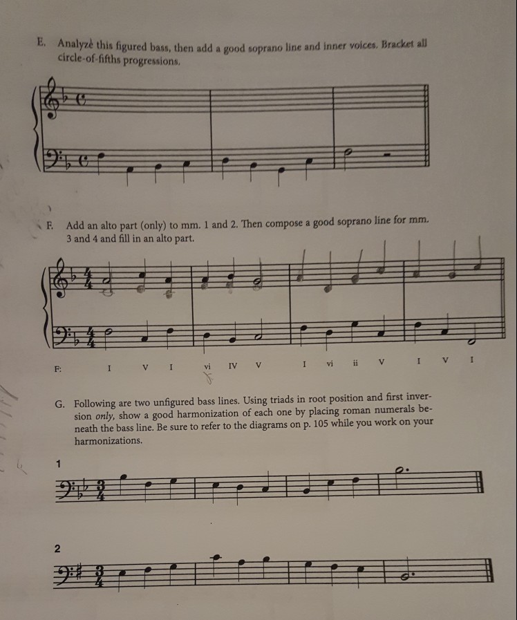 Solved E. Analyzè this figured bass, then add a good soprano | Chegg.com