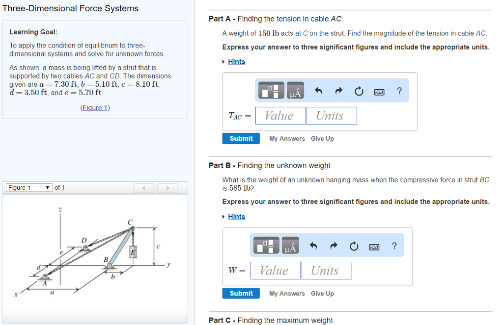 Solved Three-Dimensional Force Systems Part A - Finding the | Chegg.com