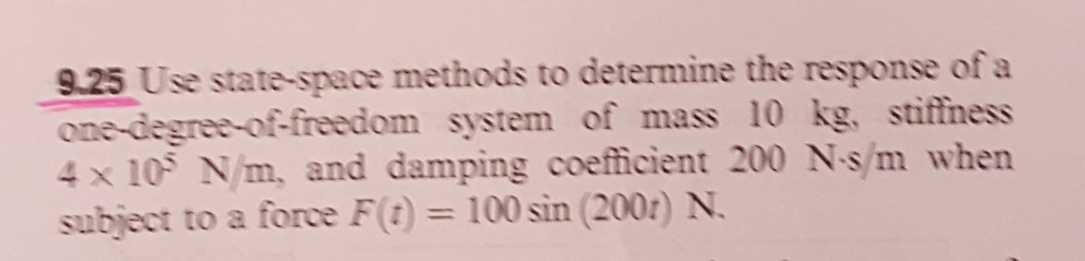Solved 9.25 Use state-space methods to determine the | Chegg.com