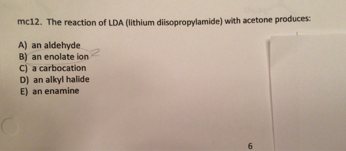 Solved The reaction of LDA (lithium diisopropyiamide) with | Chegg.com
