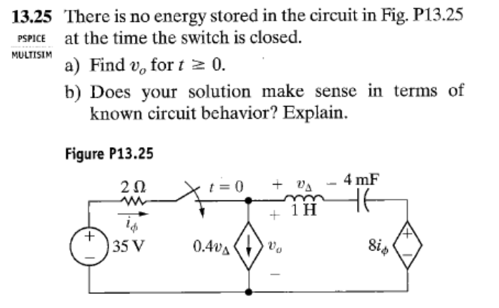 Solved 13.25 There is no energy stored in the circuit in | Chegg.com