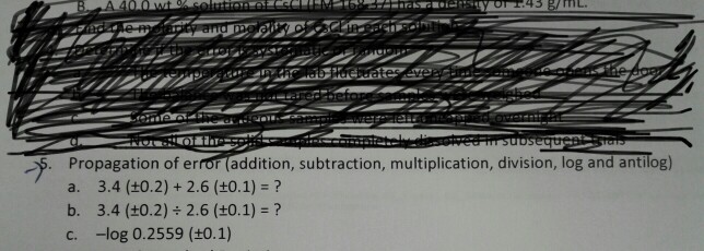 Solved Propagation of error (addition, subtraction, | Chegg.com