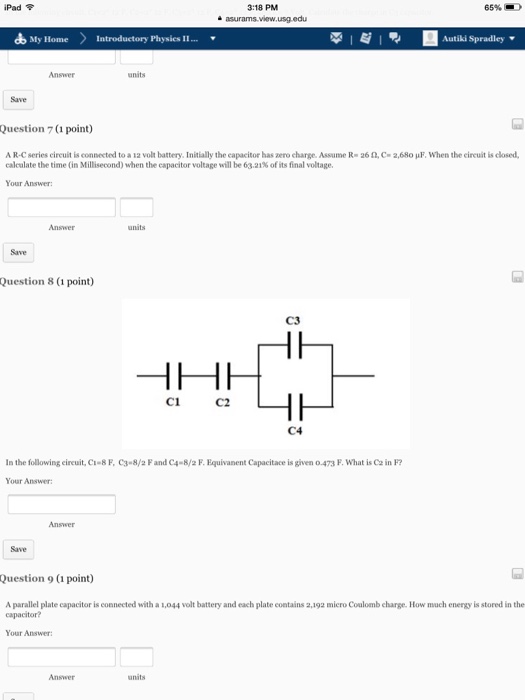 Solved A R-C series circuit is connected to a 12 volt | Chegg.com