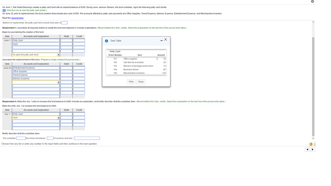 Solved On June 1, Fab Salad Dressings creates a petty cash | Chegg.com