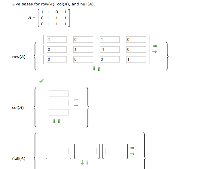 Solved Please help with col(A) and null(A), the matrix size | Chegg.com