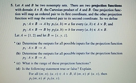 Solved 5. Let A and B be two nonempty sets. There are two | Chegg.com