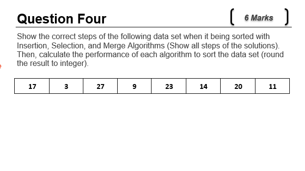 Solved Question Four 6 Marks Show the correct steps of the | Chegg.com