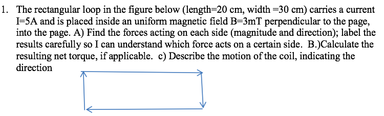 Solved The rectangular loop in the figure below (length=20 | Chegg.com