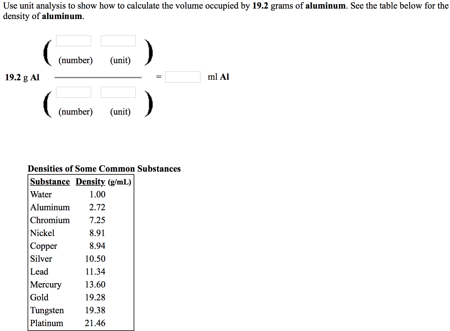 Solved Use unit analysis to show how to calculate the volume | Chegg.com
