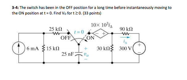Solved The switch has been in the OFF position for a long | Chegg.com