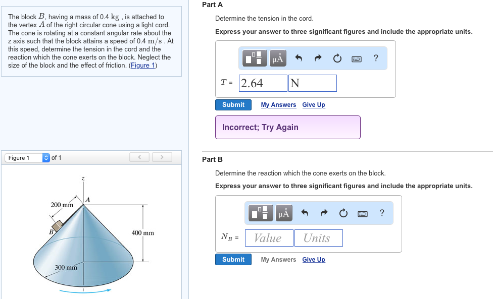 Solved Part A The block B, having a mass of 0.4 kg, is | Chegg.com