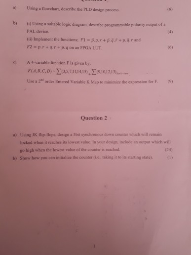 Solved a) Using a flowchart, describe the PLD design process | Chegg.com