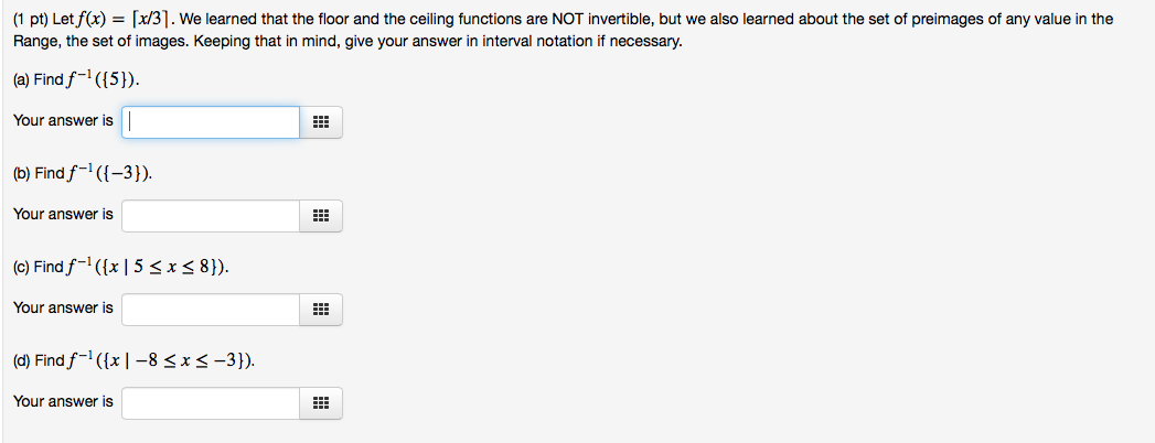 Solved Let f(x) = [x/3]. We learned that the floor and the | Chegg.com