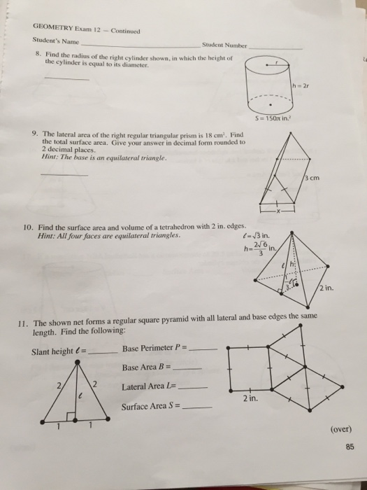 Solved Student's name Student Number Find the radius of | Chegg.com