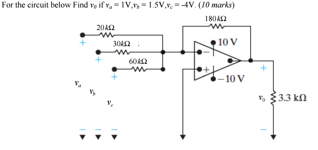 Solved For the circuit below Find v0 if va = 1 V,vb = | Chegg.com
