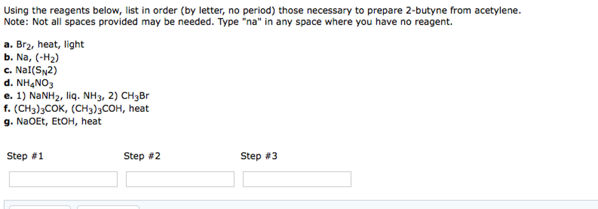 Solved Using the reagents below. list in order (by letter, | Chegg.com