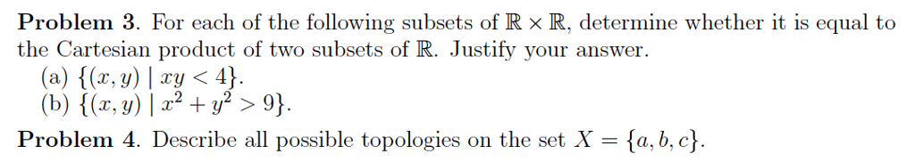 Solved For each of the following subsets of R times R, | Chegg.com