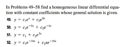 Solved In Problems 49-58 find a homogeneous linear | Chegg.com