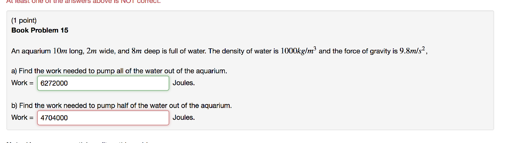 Solved (1 point) Book Problem 15 An aquarium 10m long, 2m | Chegg.com