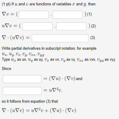 Solved (1 pt) If u and v are functions of variables r and y, | Chegg.com