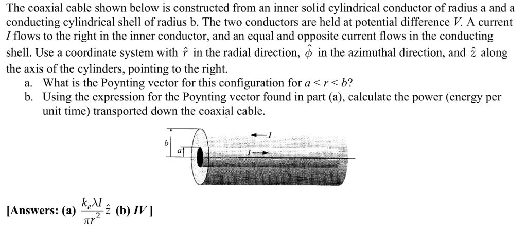Solved The coaxial cable shown below is constructed from an | Chegg.com