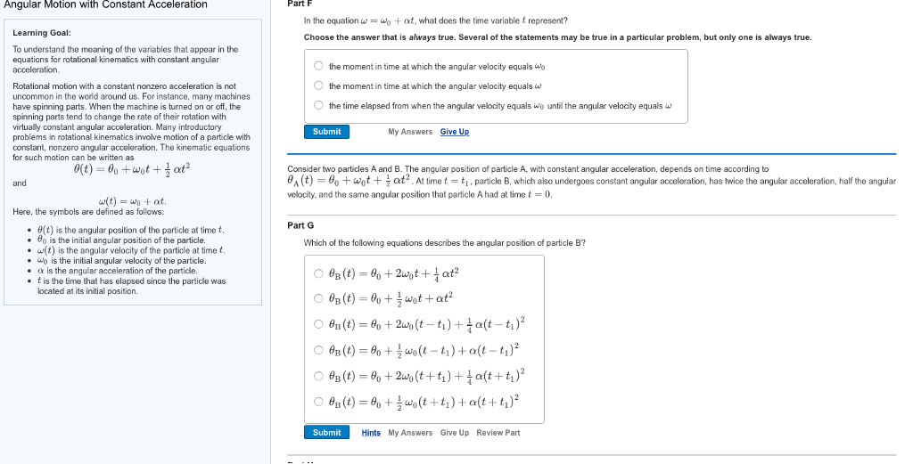 Solved Angular Motion with Constant Acceleration Learning | Chegg.com