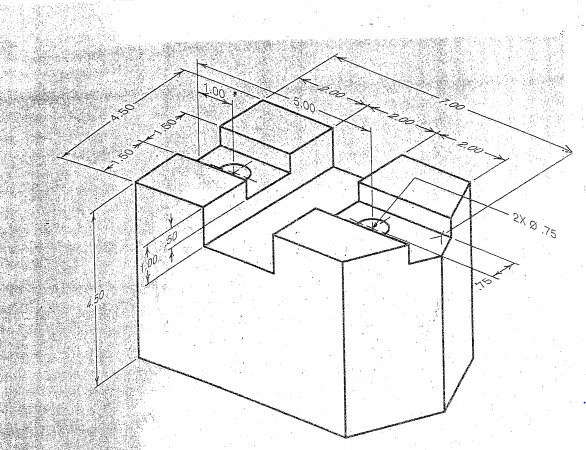 Solved Create a multiview of this drawing. (Top, Front, | Chegg.com