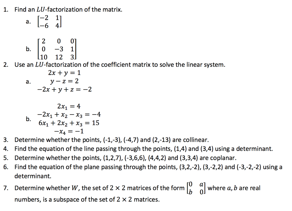 Solved 1 Find An Lu Factorization Of The Matrix 10 12 3 2