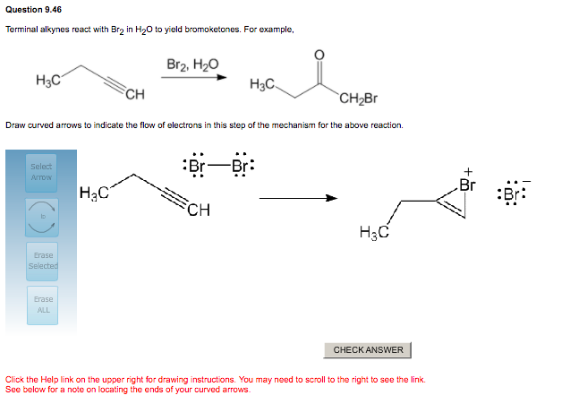 Solved Question 9.46 Terminal alkynes react with Br2 in H20 | Chegg.com