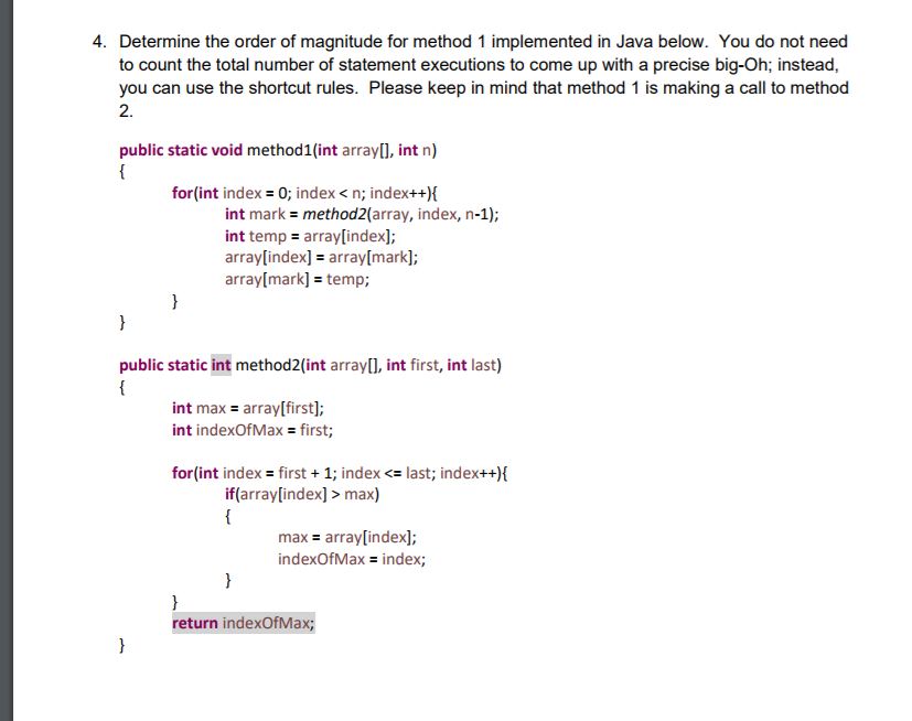 Solved 4. Determine the order of magnitude for method 1 | Chegg.com