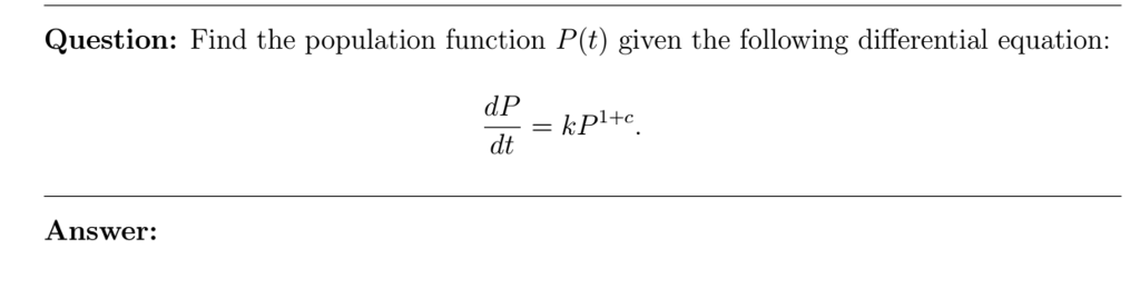 Solved Find the population function P(t) given the following | Chegg.com