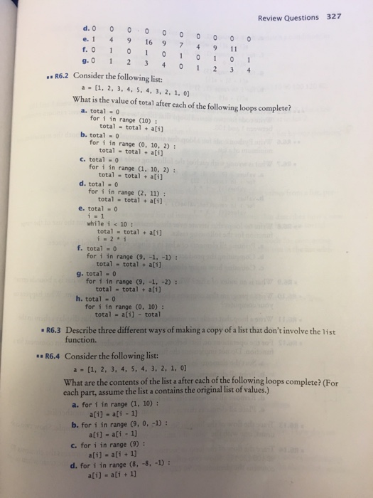 Solved Review Questions 327 e.1 4 9 16 9 74 9 11 g.0 1 23 4 | Chegg.com