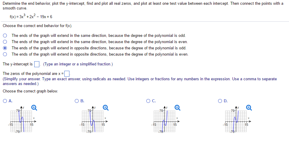 Solved Determine the end behavior, plot the y-intercept, | Chegg.com