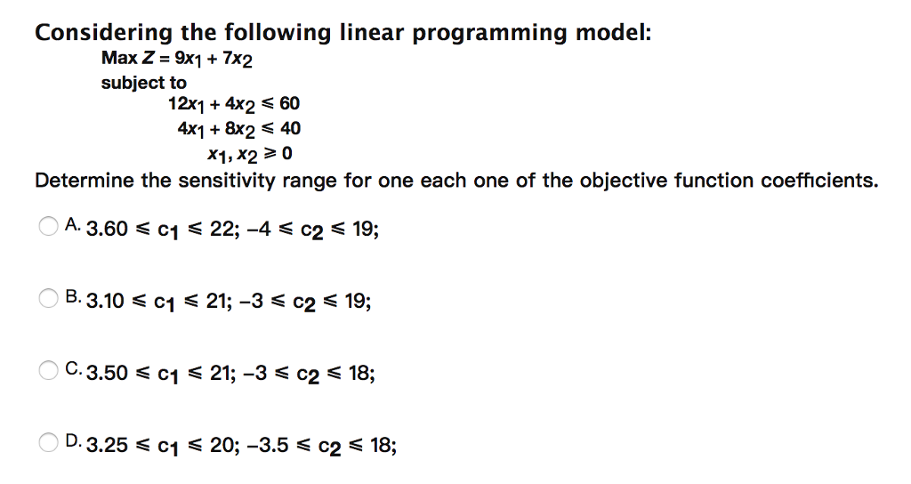 Solved Considering the following linear programming model: | Chegg.com